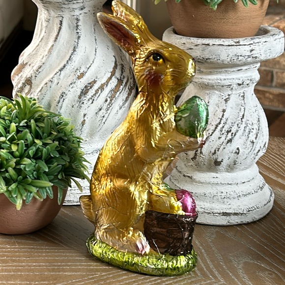 Accents | New Vintage Inspired Resin Chocolate Gold Foil Easter Bunny ...